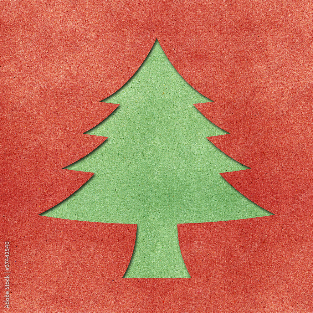 Christmas tree recycled papercraft background Stock Photo | Adobe Stock