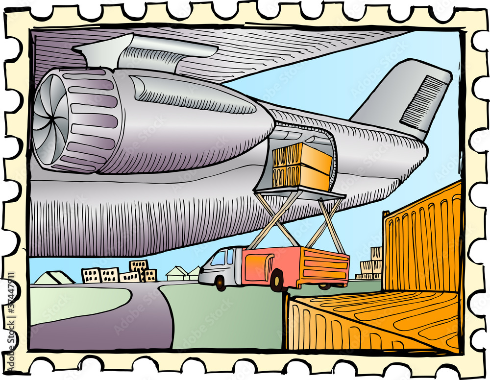 Loading cargo to the aircraft Stock Vector | Adobe Stock