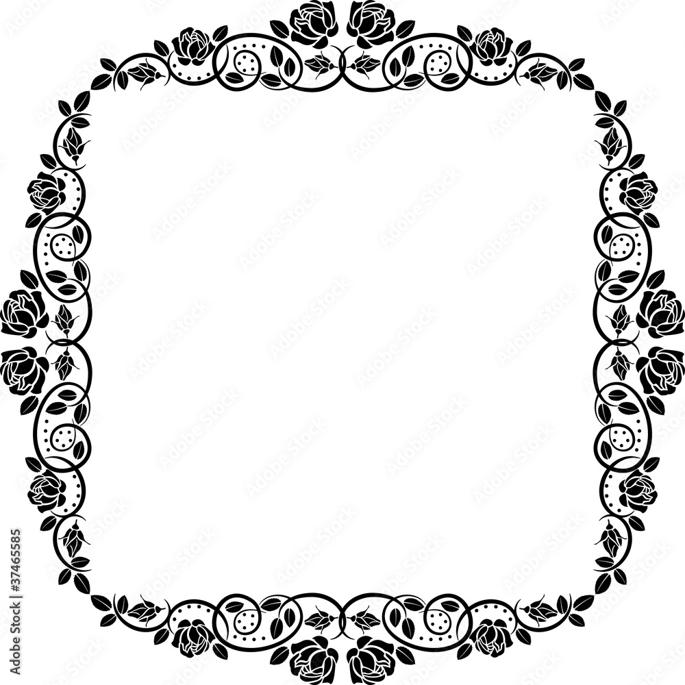 silhouette border with roses decoration Stock Vector | Adobe Stock