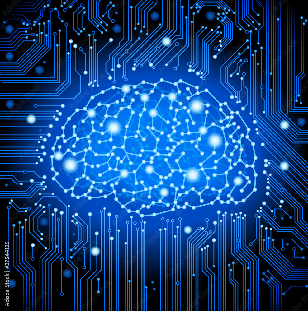 circuit board brain background Stock Vector | Adobe Stock
