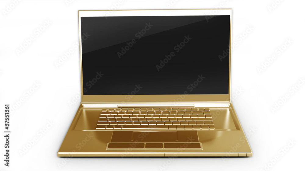 gold laptop isolated on white background 3d Stock Illustration | Adobe ...