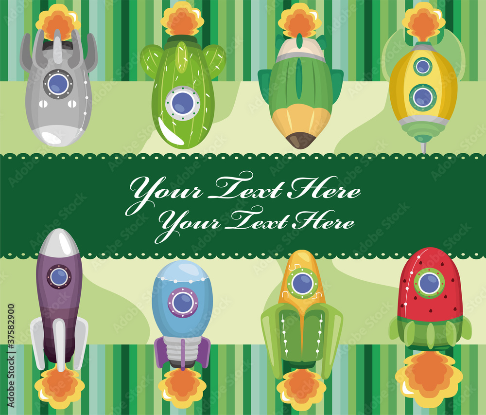 cartoon spaceship card Stock Vector | Adobe Stock