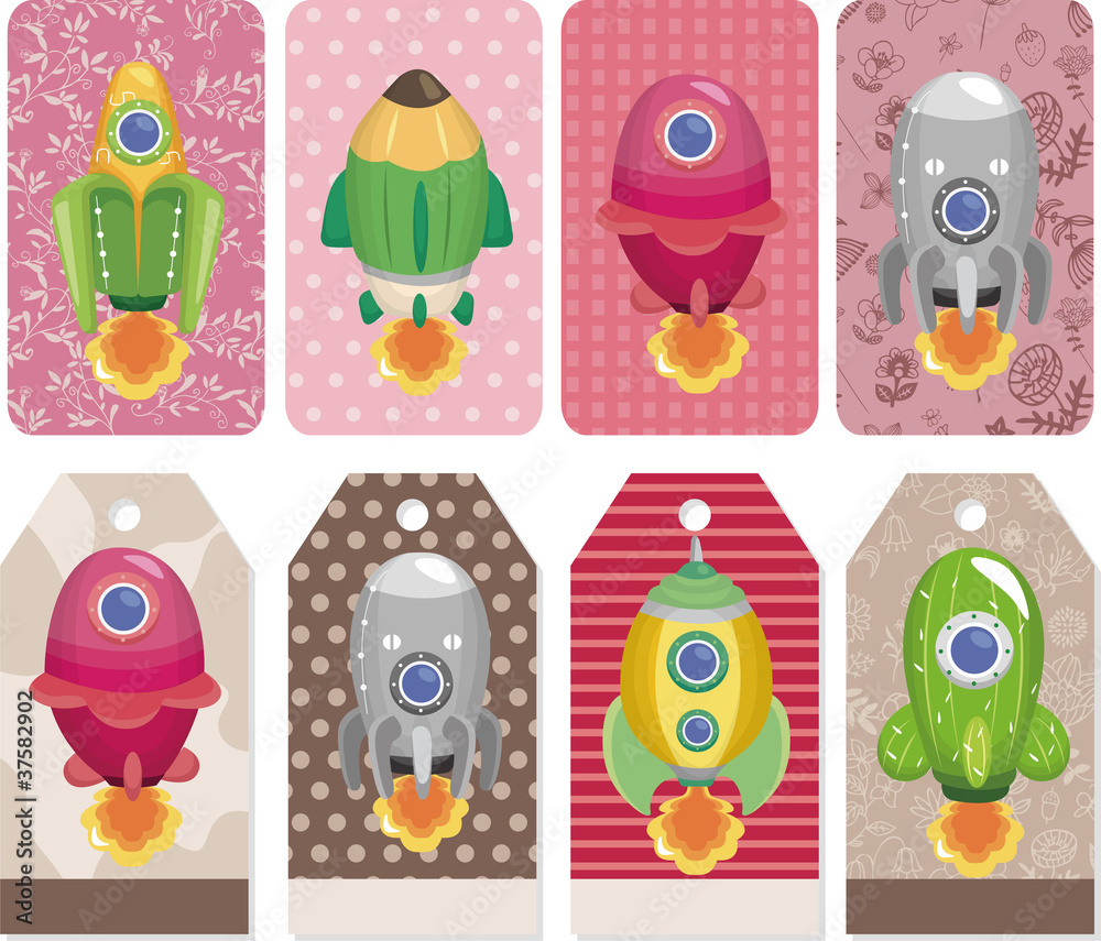 cartoon spaceship card Stock Vector | Adobe Stock