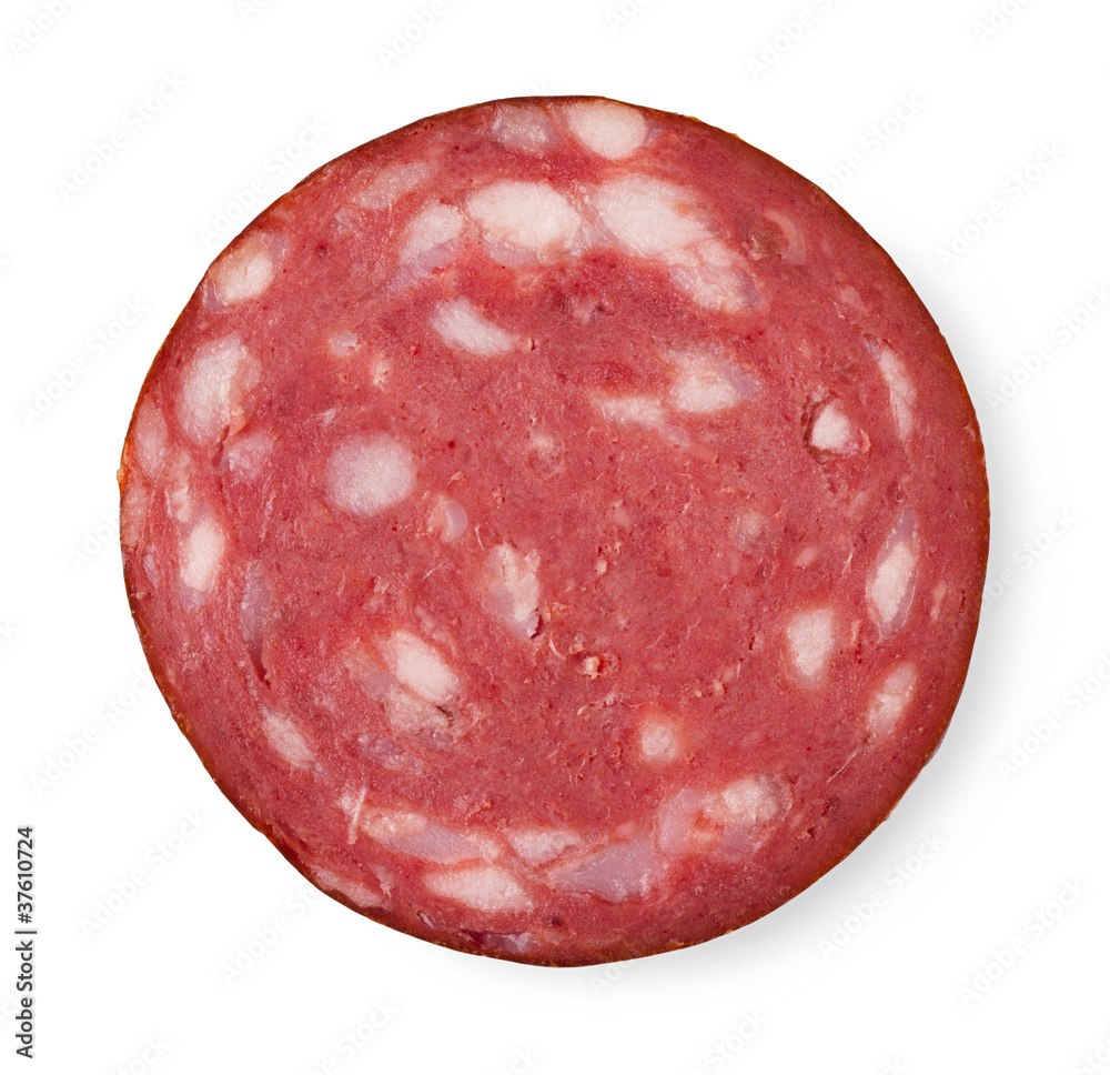 One slice of smoked sausage Stock Photo | Adobe Stock