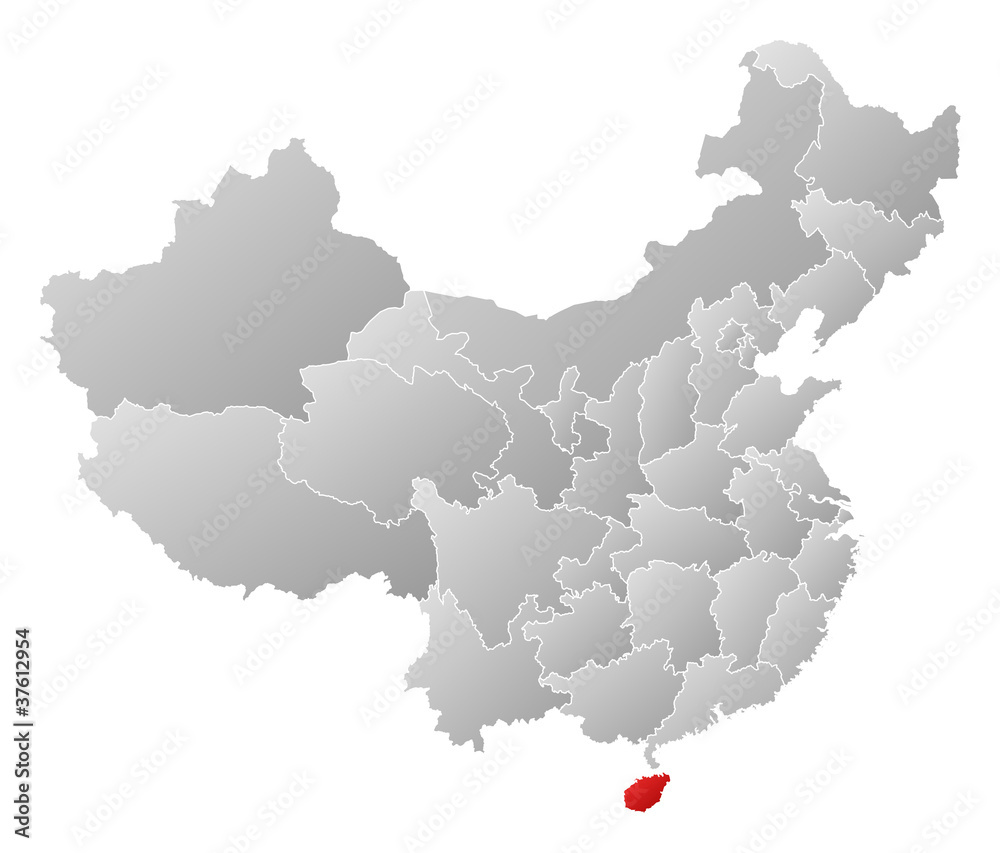 Map of China, Hainan highlighted Stock Vector | Adobe Stock
