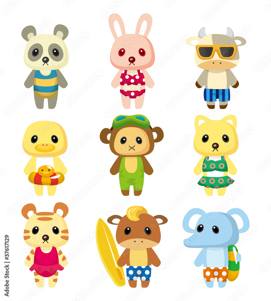 cartoon summer animal Stock Vector | Adobe Stock