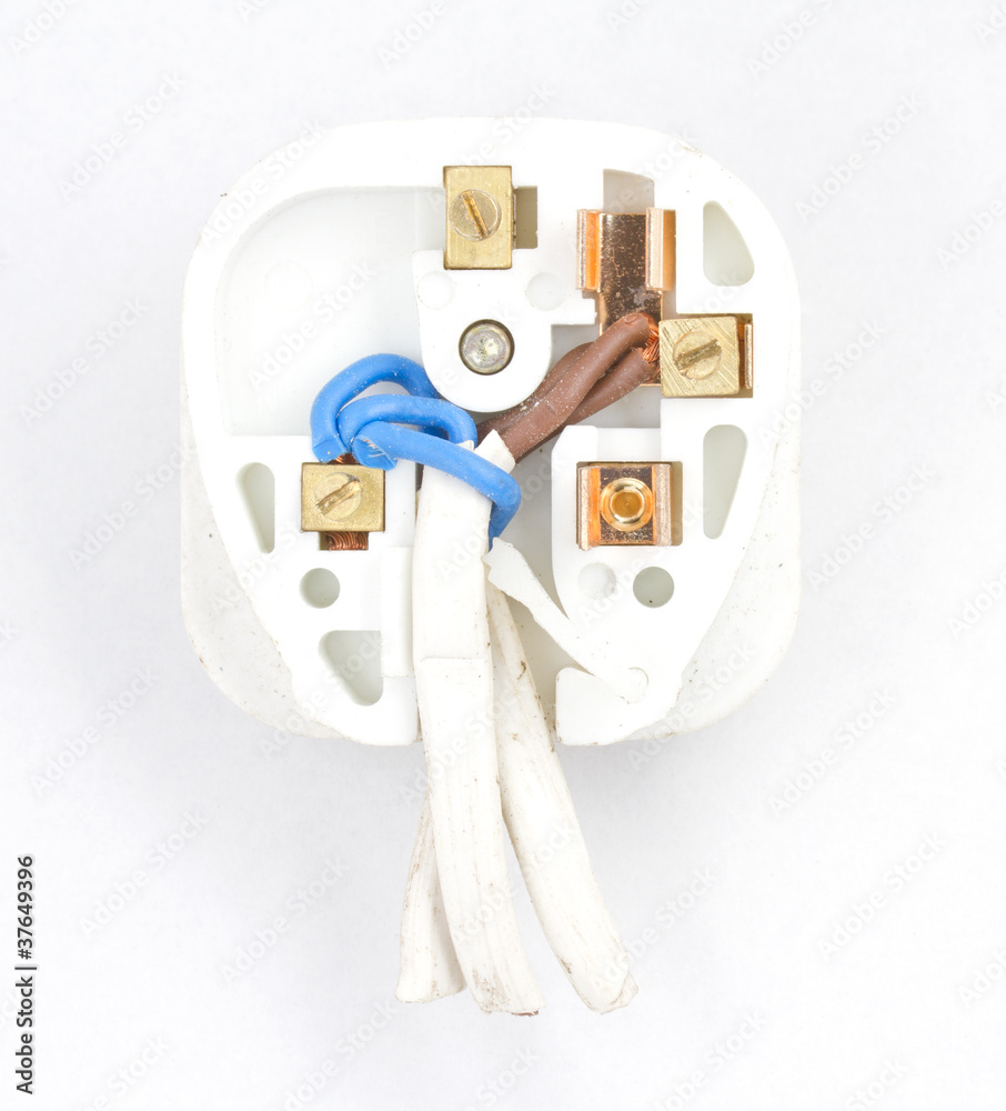 Very badly wired electrical plug Stock-Foto | Adobe Stock