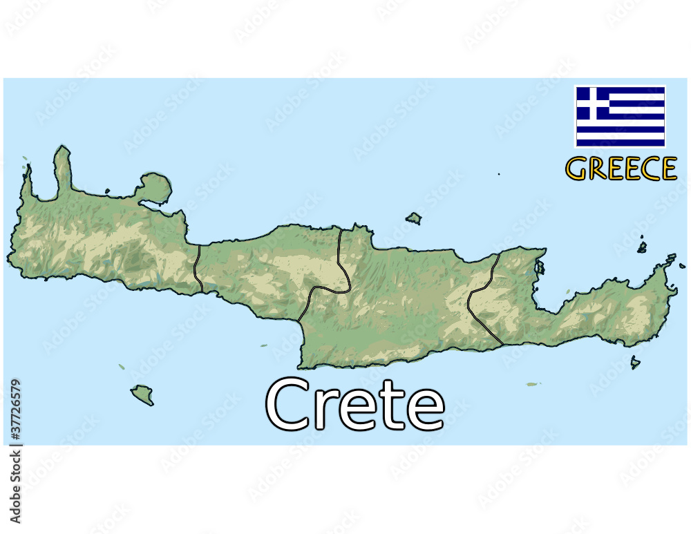 crete greece emblem map flag coat Stock Vector | Adobe Stock