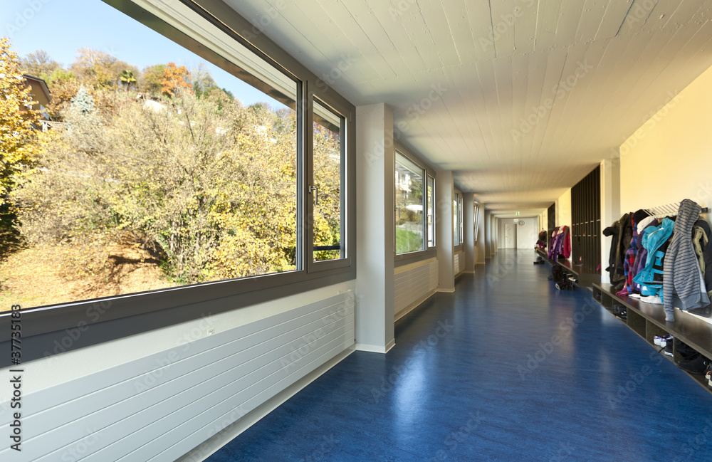 corridor in a modern school Stock Photo | Adobe Stock