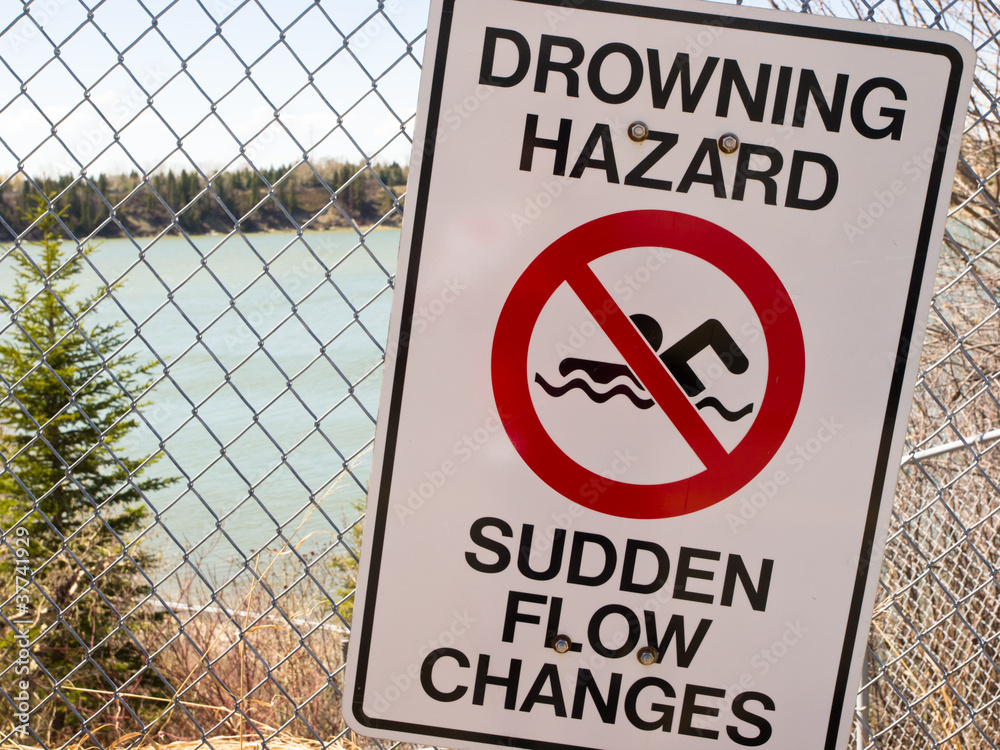 No Swiming / Drowning Area Sign Stock Photo | Adobe Stock