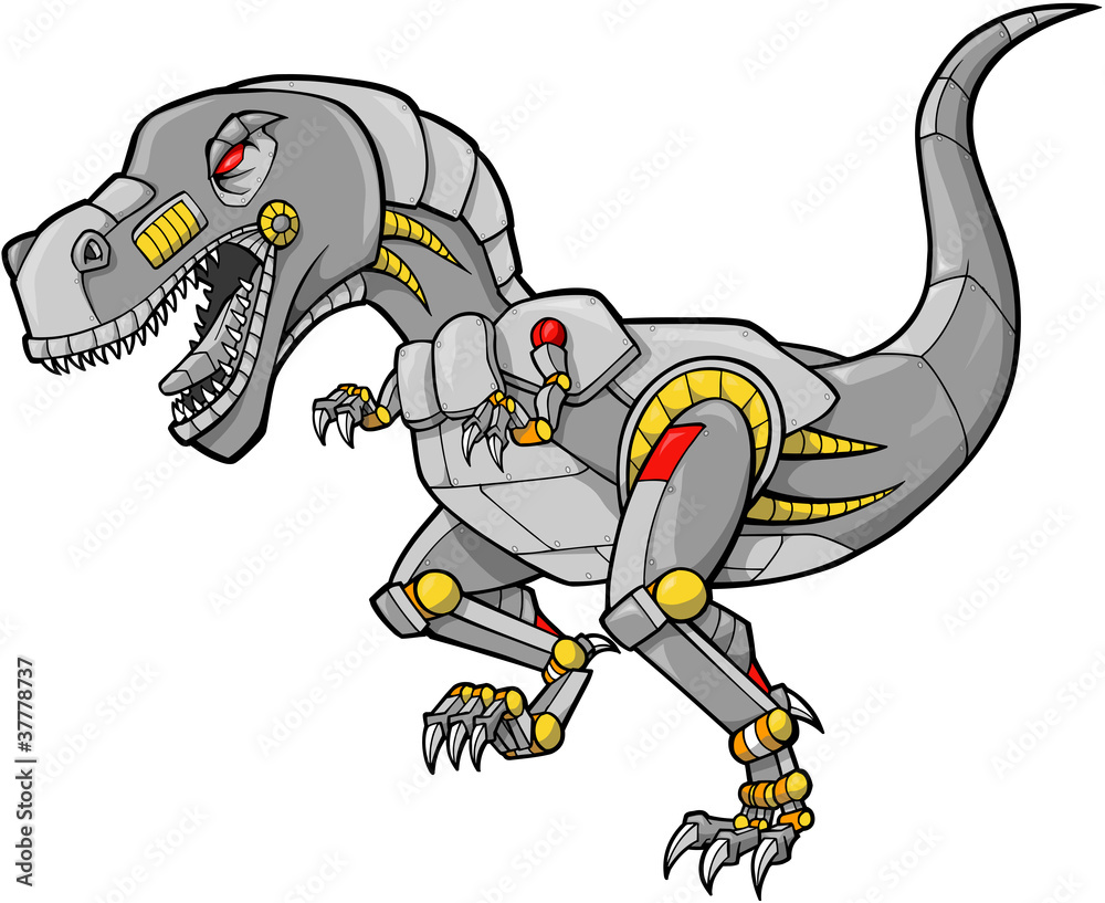 Robot Tyrannosaurus Dinosaur Vector Illustration Stock Vector | Adobe Stock