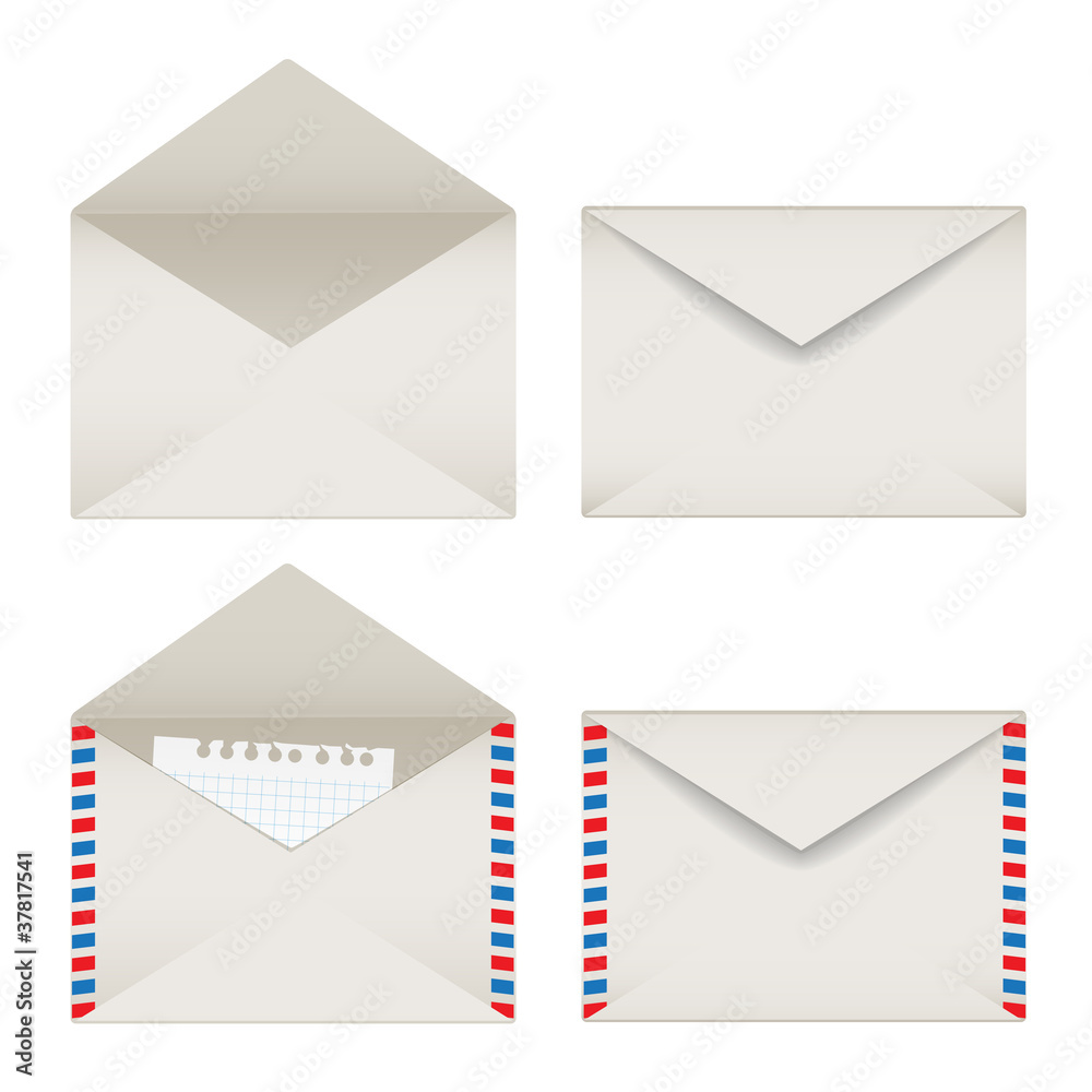 Opened and closed envelopes set Stock Vector | Adobe Stock