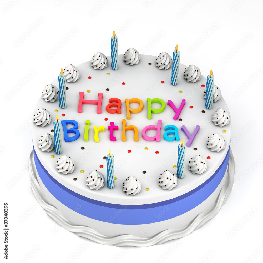 Happy birthday cake Stock Illustration | Adobe Stock