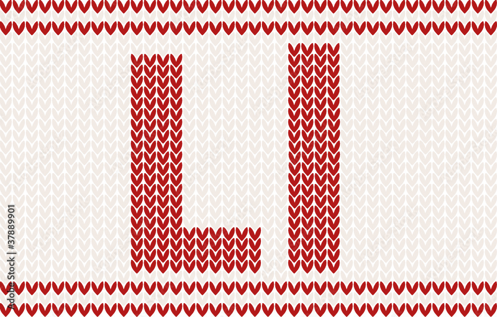 Red knitted Letter l on beige Background Stock Vector | Adobe Stock