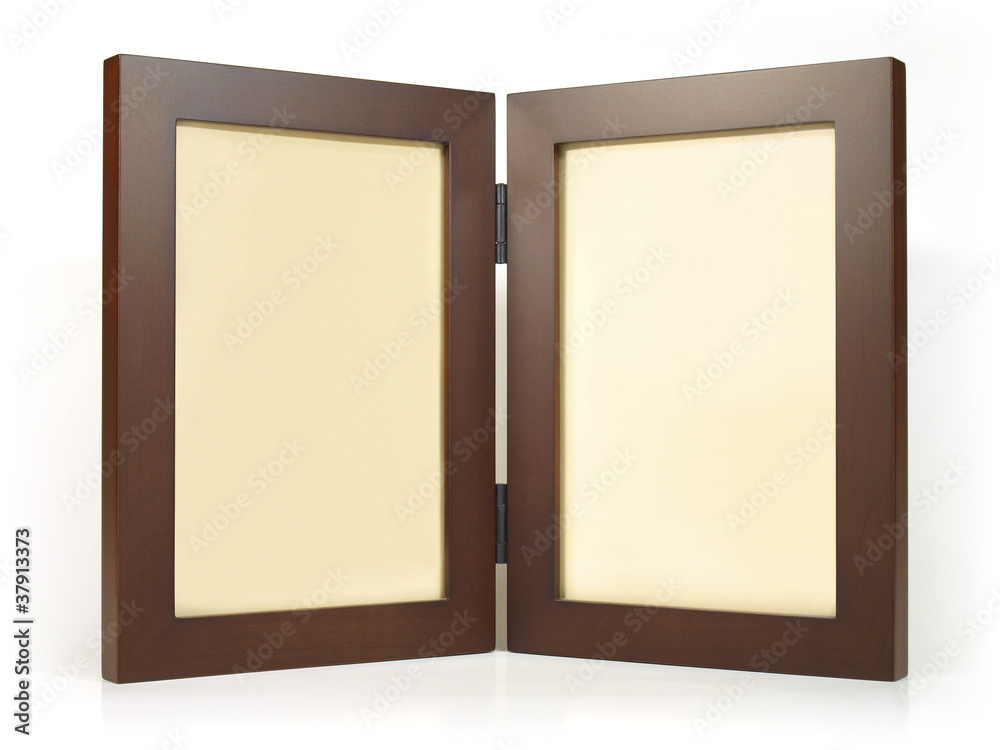 Twin wooden photo frame on white background Stock Photo | Adobe Stock