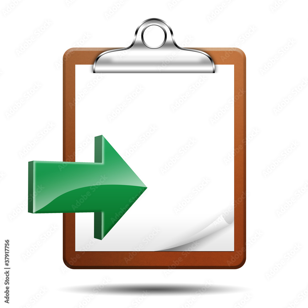 Icono clipboard 3D con simbolo importar Stock Illustration | Adobe Stock