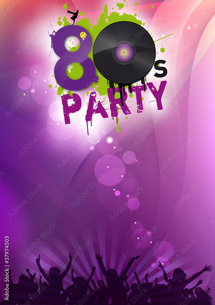 80er Party Flyer Stock-Illustration | Adobe Stock