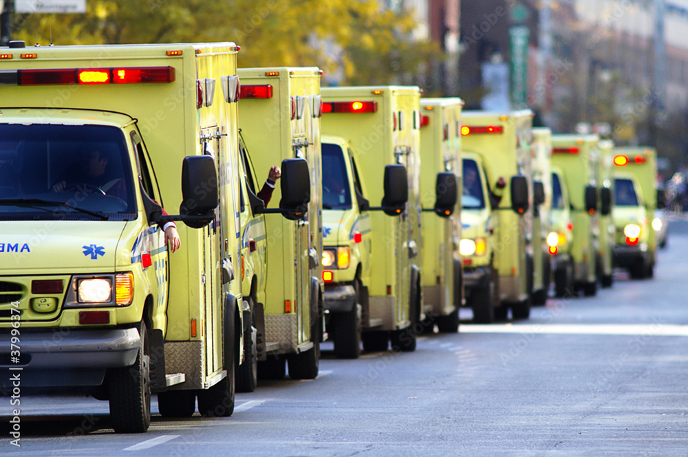 Row of ambulances Stock Photo | Adobe Stock