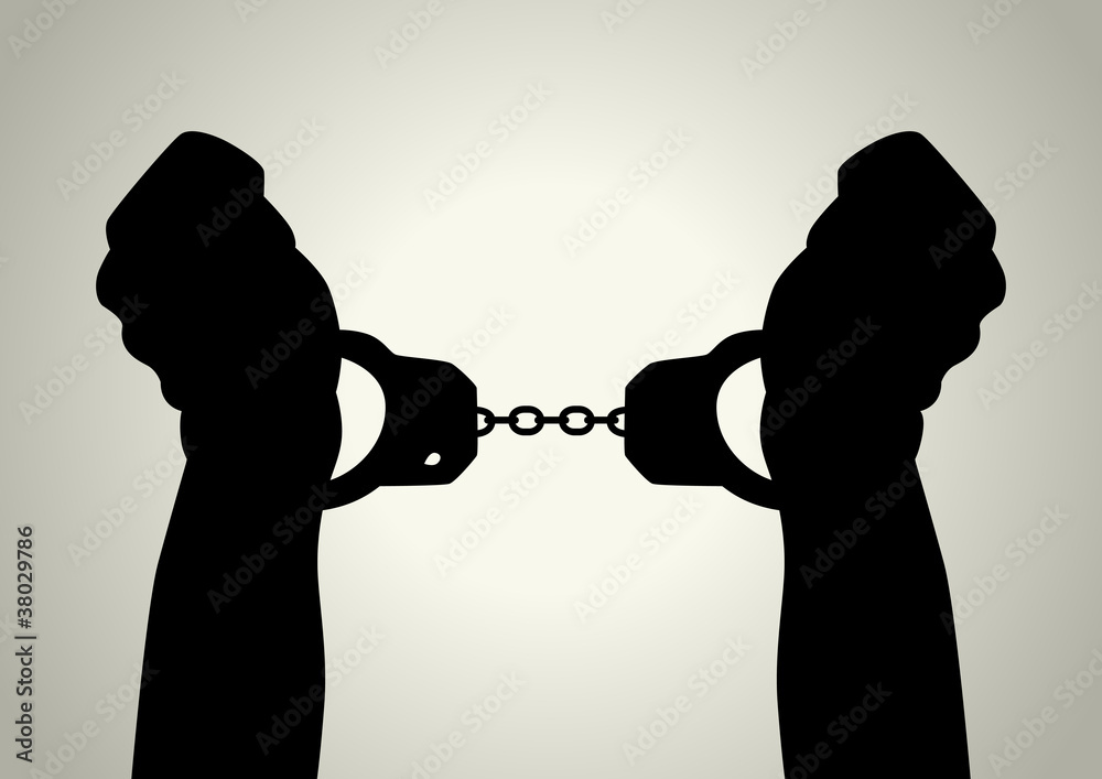 Silhouette illustration of human hands handcuffed Stock Vector | Adobe ...