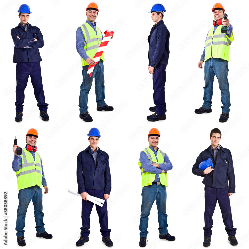 Collection of full length portraits of workers Stock Photo | Adobe Stock