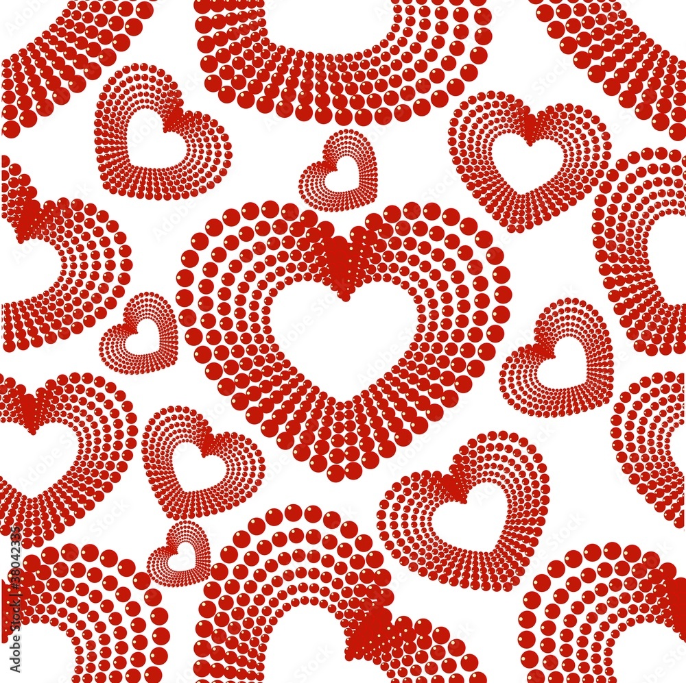 vector illustration with seamless pattern of heart shape on whit Stock ...