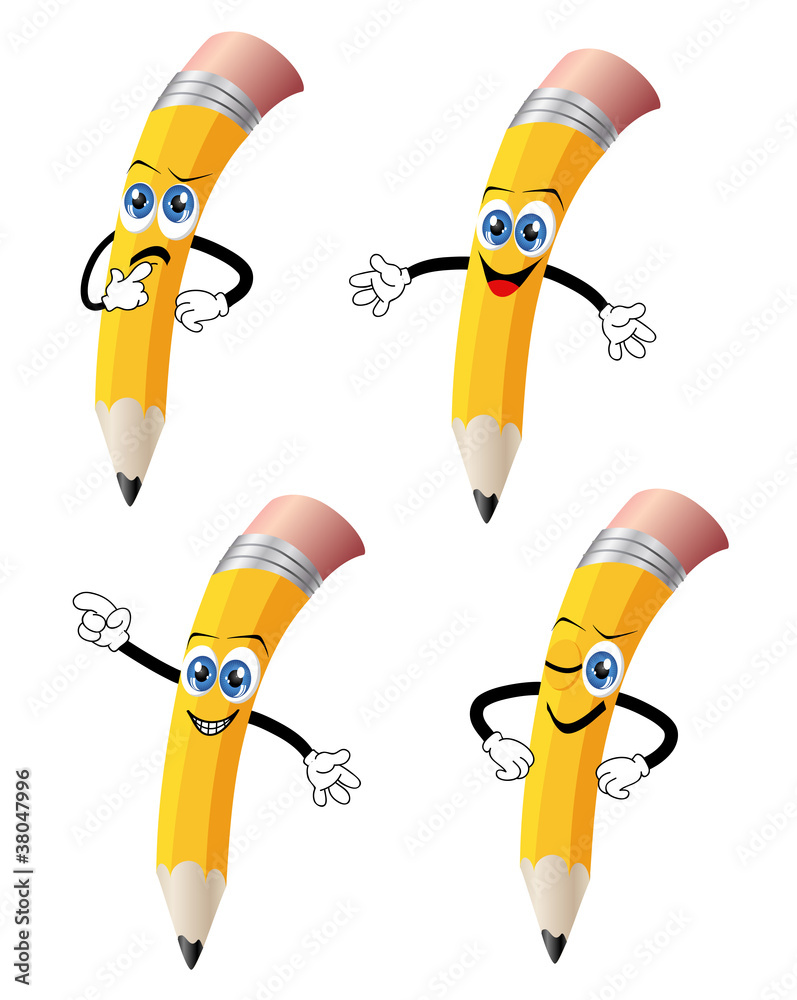 Cartoon pencil set Stock Vector | Adobe Stock