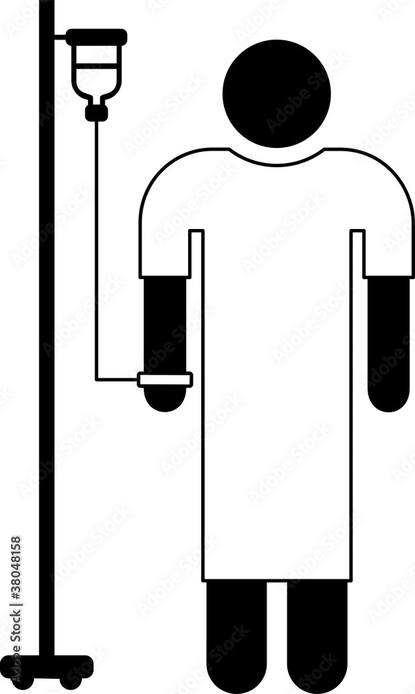 Pictogram of a patient with a IV bag Stock Vector | Adobe Stock