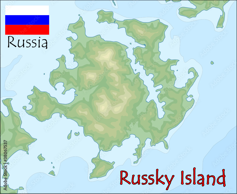 russky island russia map flag emblem Stock Vector | Adobe Stock
