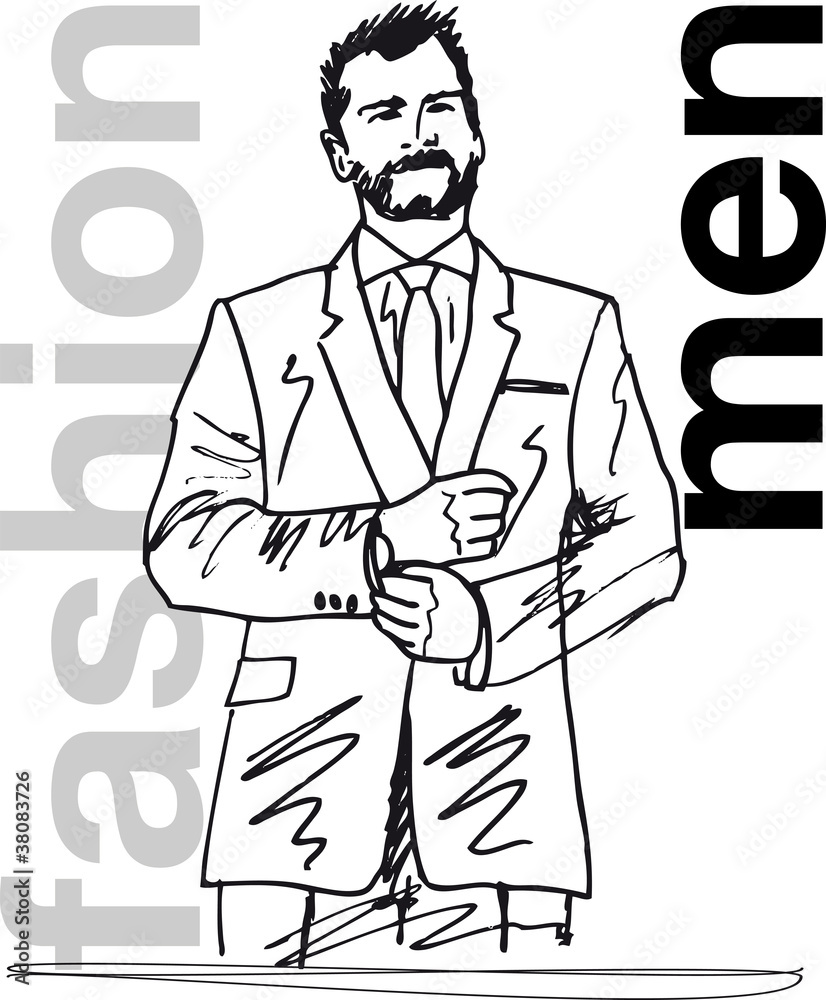 Sketch Of Fashion Handsome Man Vector Illustration Stock Vektorgrafik