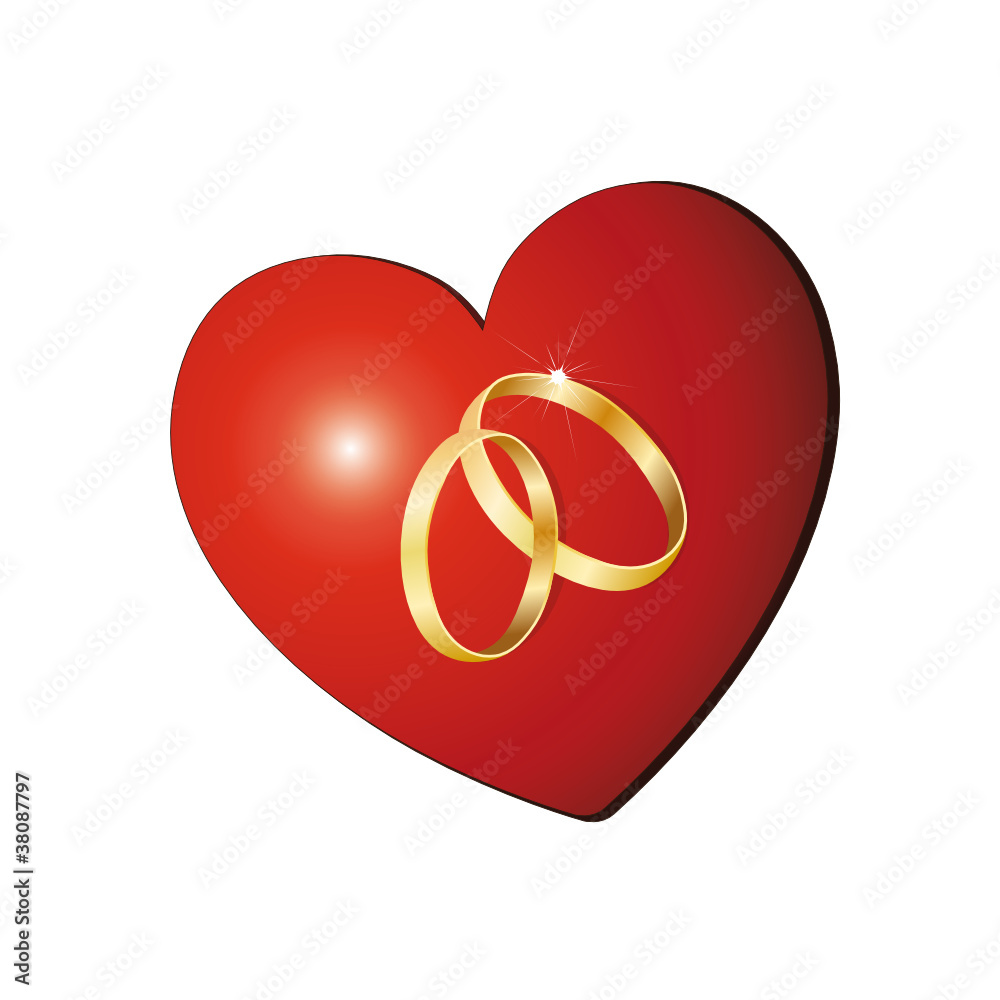 Herz mit Eheringe Stock Vector | Adobe Stock