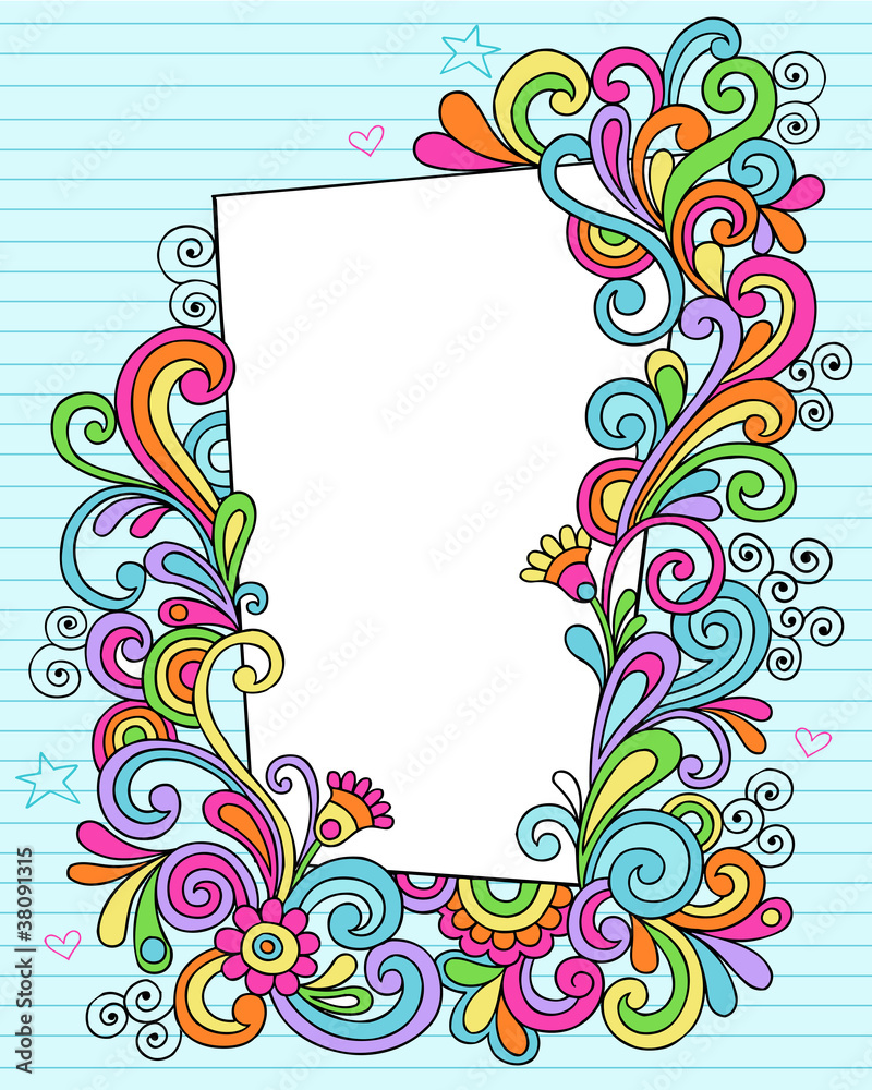 Psychedelic Notebook Doodles Frame Vector Stock Vector | Adobe Stock
