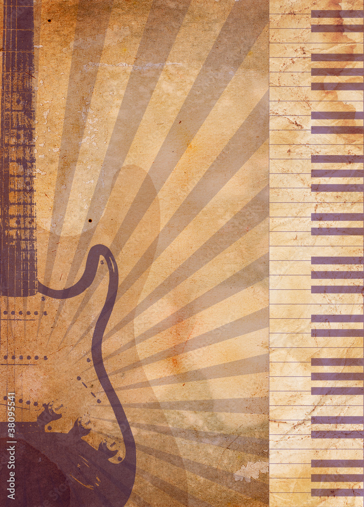 vintage musical background with guitar Stock Illustration | Adobe Stock