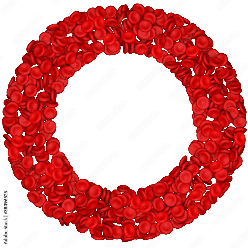Letter - O made from red blood cells. Isolated on a white. Stock ...