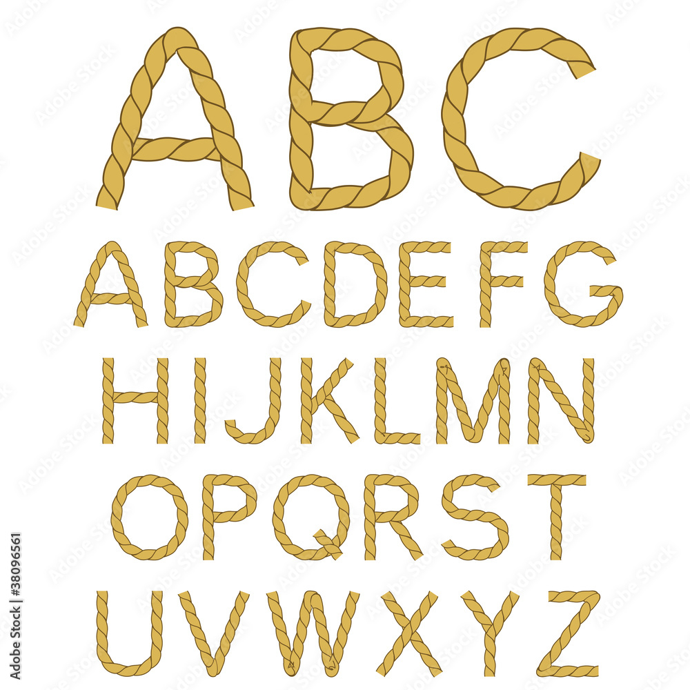Vector rope font alphabet Stock Vector | Adobe Stock