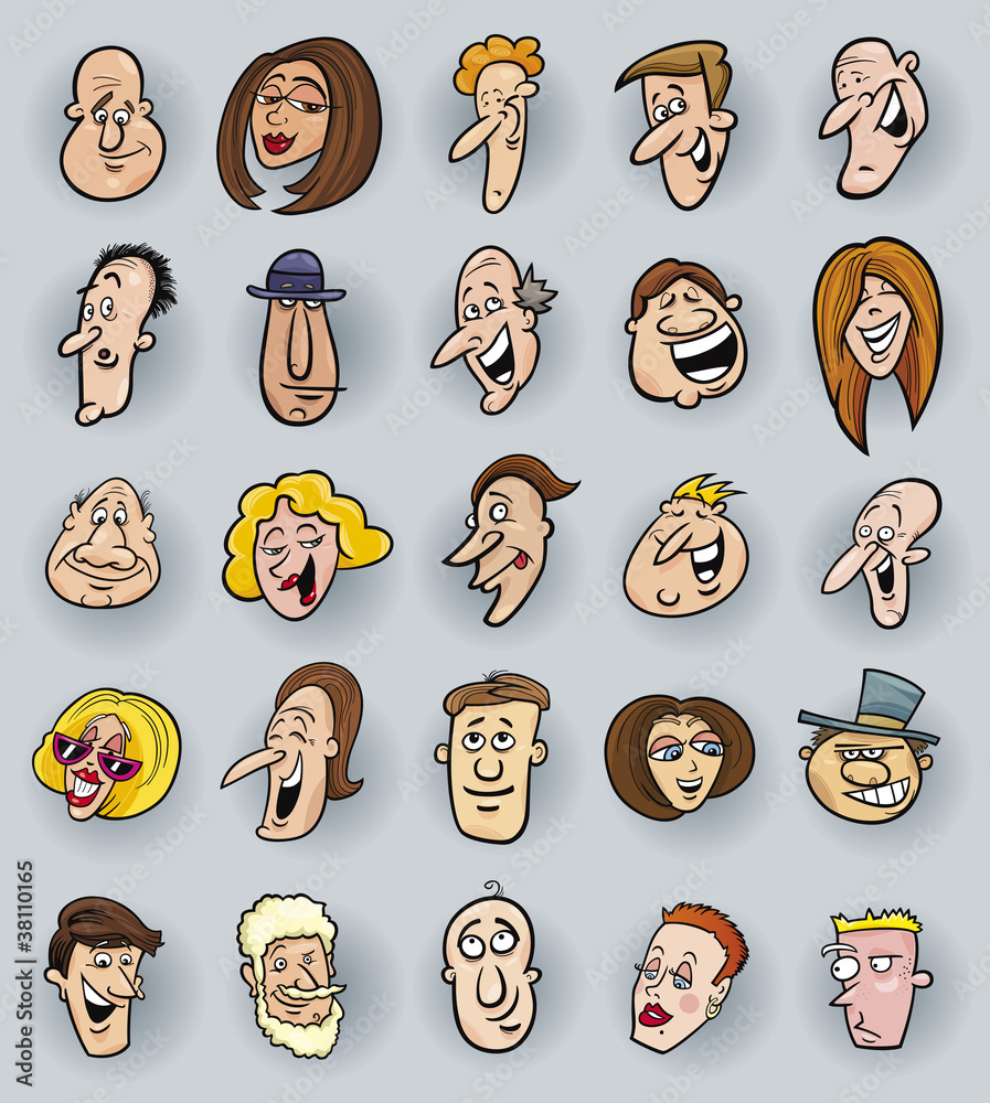 Cartoon faces Stock Vector | Adobe Stock