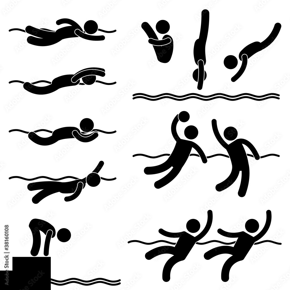 Swimming Aqua Aquatic Sport Game Icon Symbol Sign Pictogram Stock ...