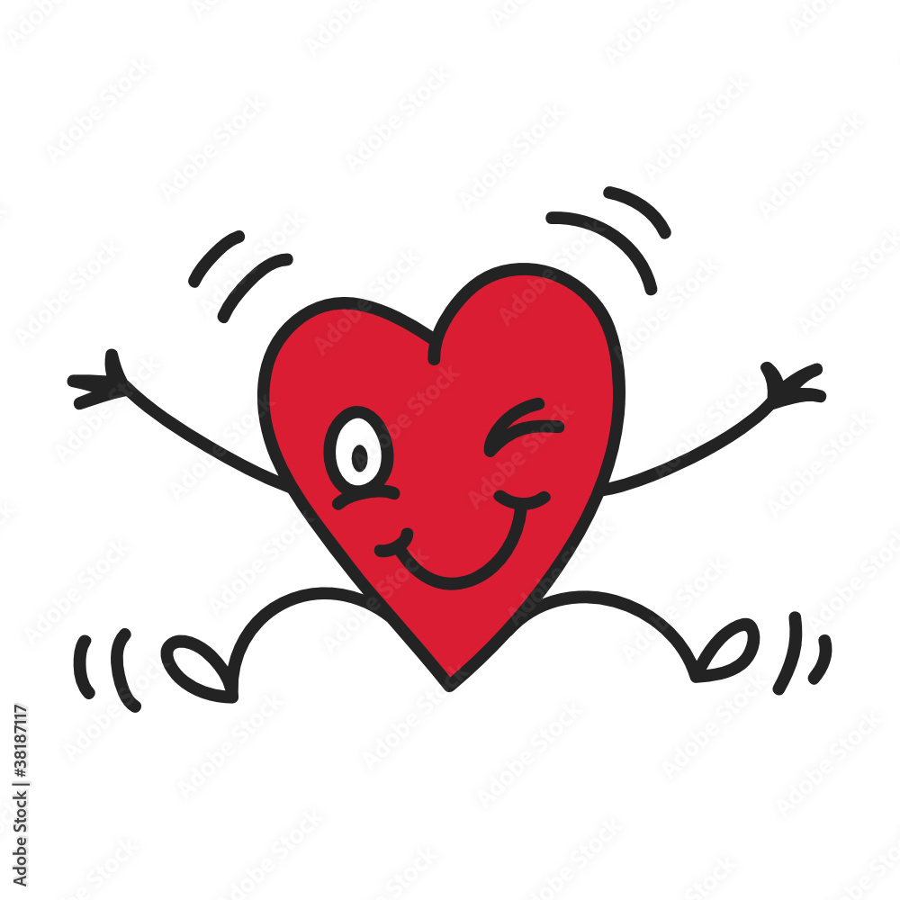 Cartoon heart, jumping Stock Vector | Adobe Stock