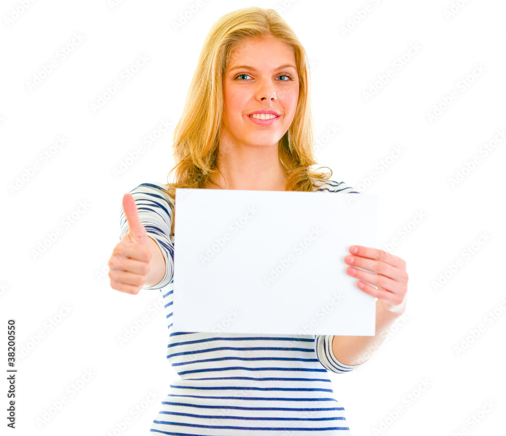 Girl Holding Blank Paper