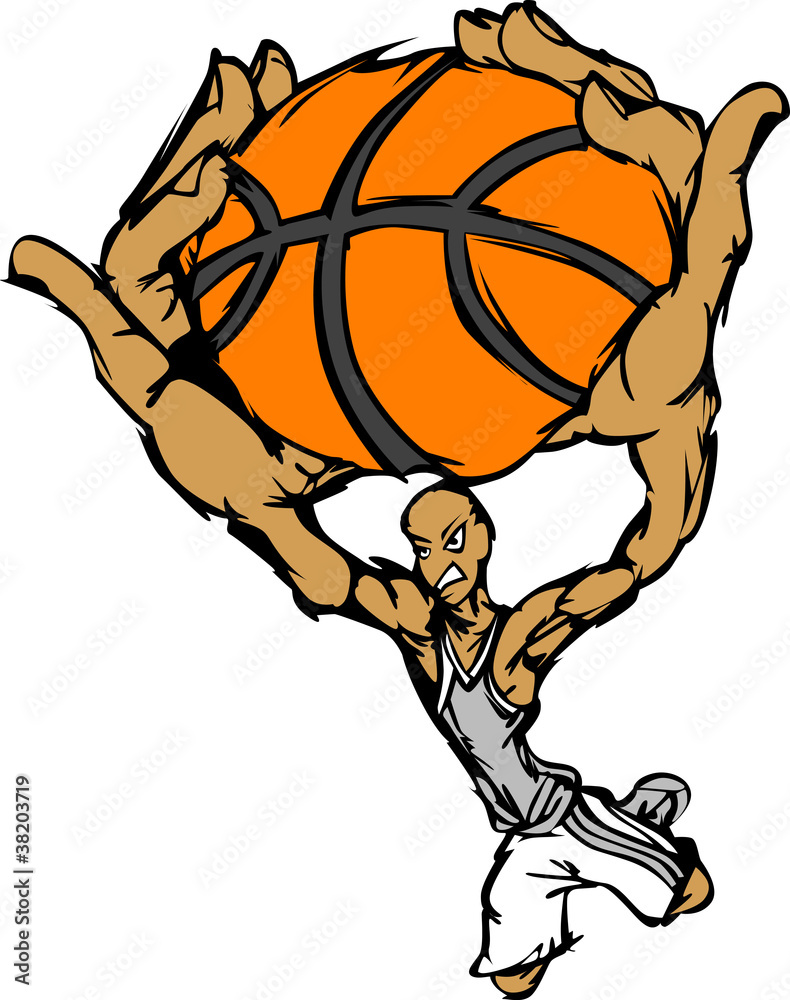 Basketball Player Cartoon Dunking Basketball Vector Illustration Stock