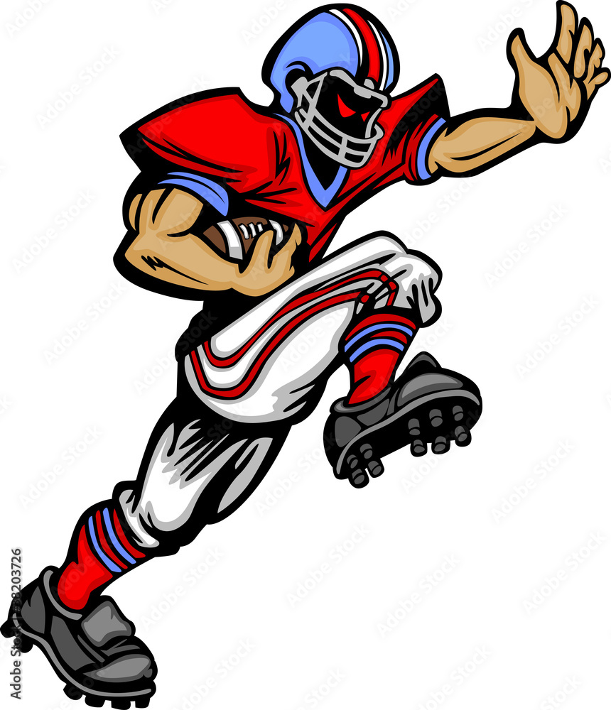 Football Player Runningback Vector Cartoon Stock Vector | Adobe Stock