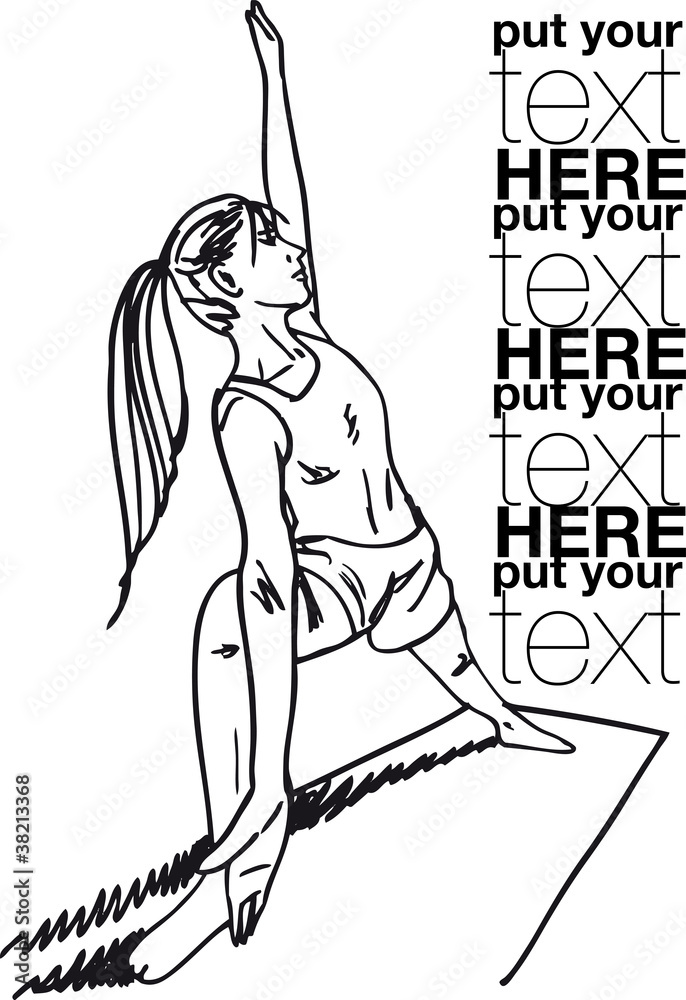 Sketch of pilates woman, fitness sport gym. Vector illustration Stock ...
