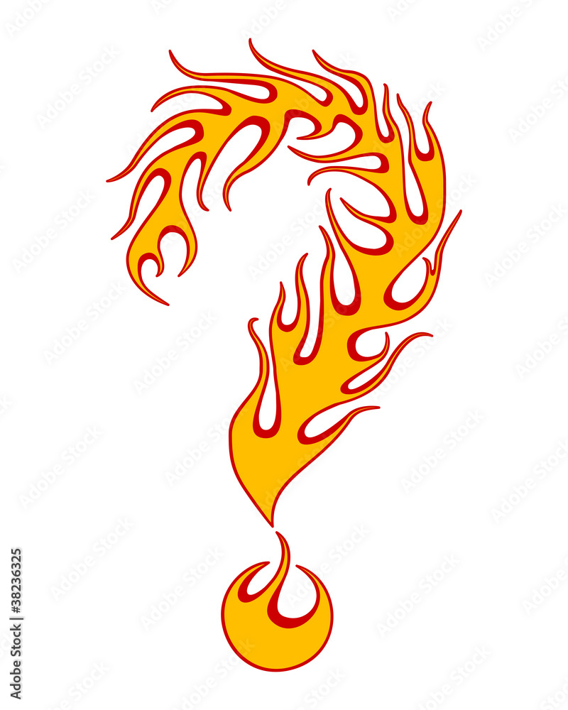 Burning question mark vector illustration. Stock Vector | Adobe Stock