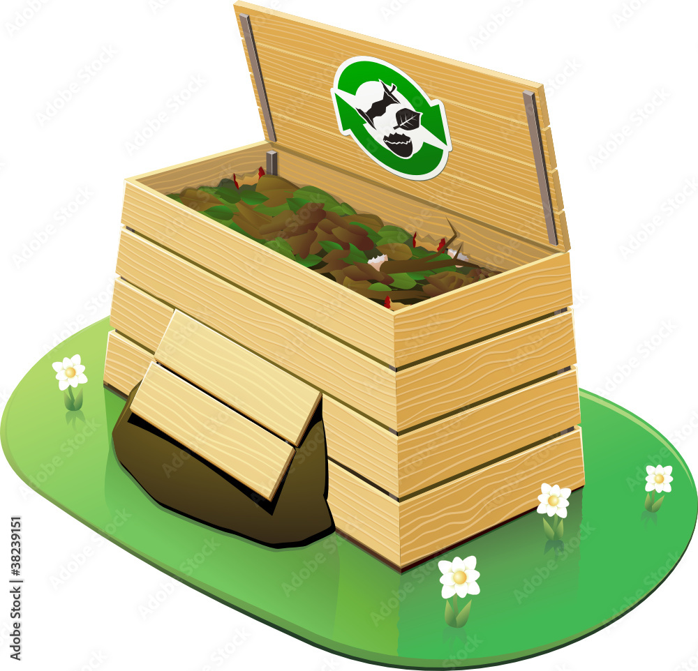 Wooden Compost Bin : open Stock Vector | Adobe Stock