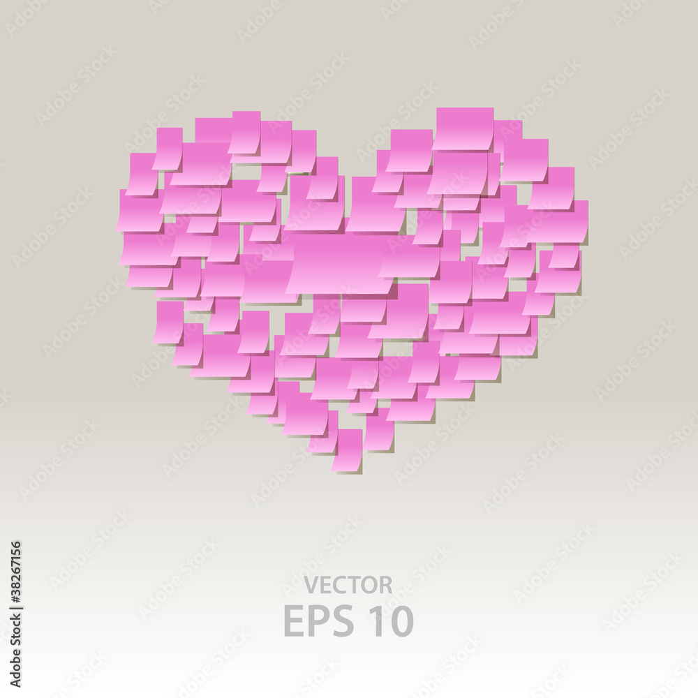 Bright pink heart post it notes Stock Vector | Adobe Stock