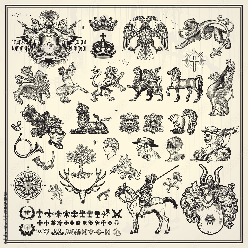 heraldry elements collection Stock Vector | Adobe Stock