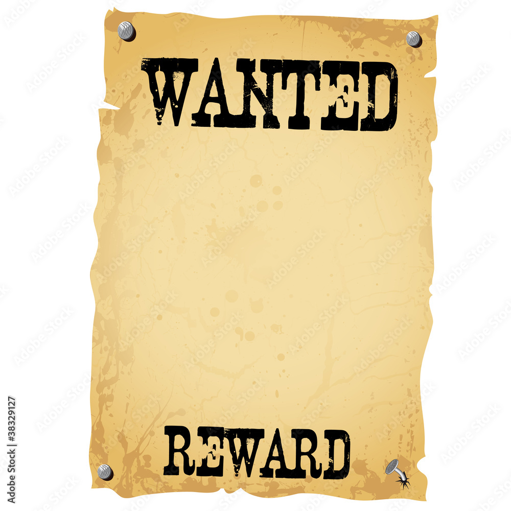 Plakat - WANTED REWARD white Stock Illustration | Adobe Stock