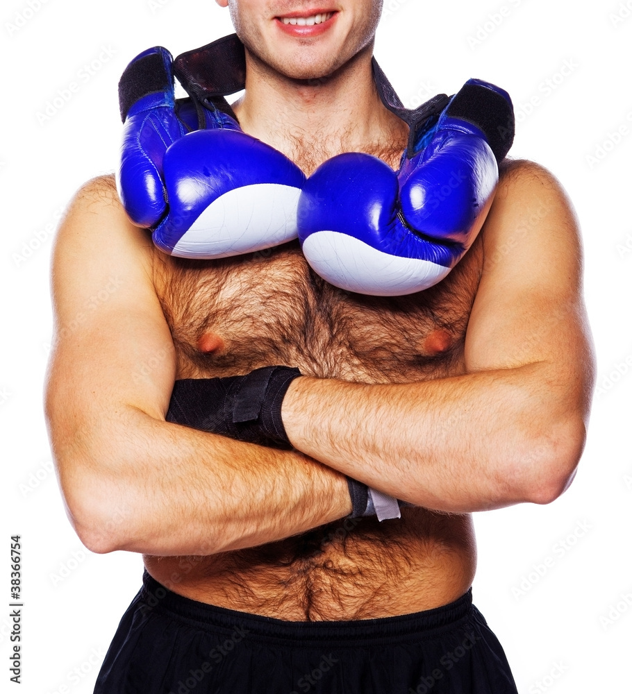 Image of handsome boxer posing Stock Photo | Adobe Stock
