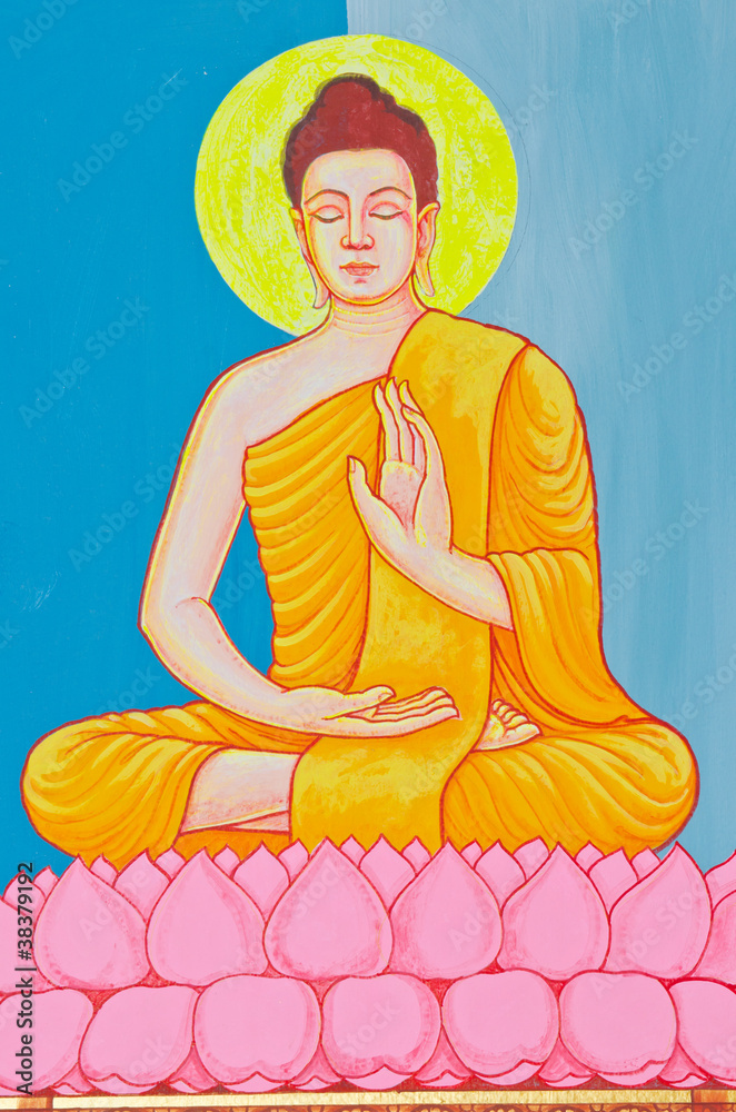 Image of buddha drawing on the wall Stock Photo | Adobe Stock