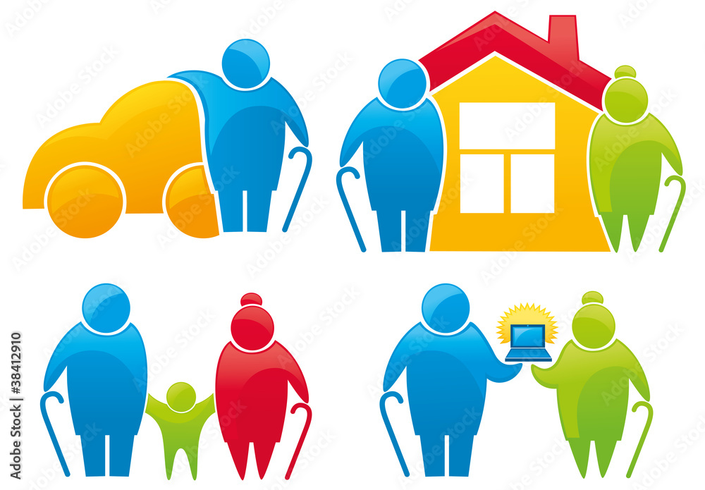 retirement: vector collection of old people symbols Stock Vector ...