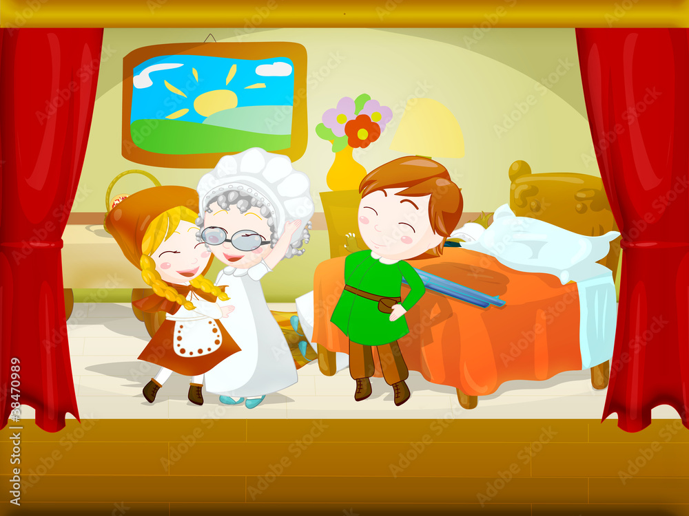 Little Red Riding Hood happy ending Stock Illustration | Adobe Stock